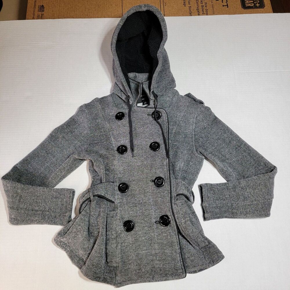 Obey Pea Coat Heavyweight Full Button Dark Grey w/ De… - Gem